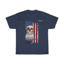 Shih Tzu Dog with Distressed USA Flag Patriotic T-shirt – Military Republic