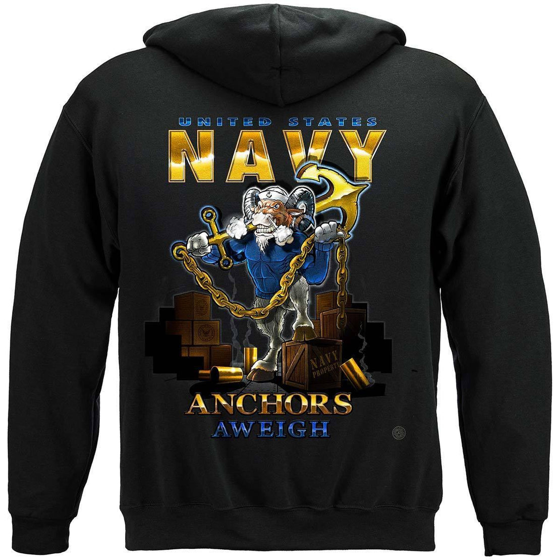 US NAVY Goat Locker United States Navy Anchor Aweigh USN Premium Hoodi ...