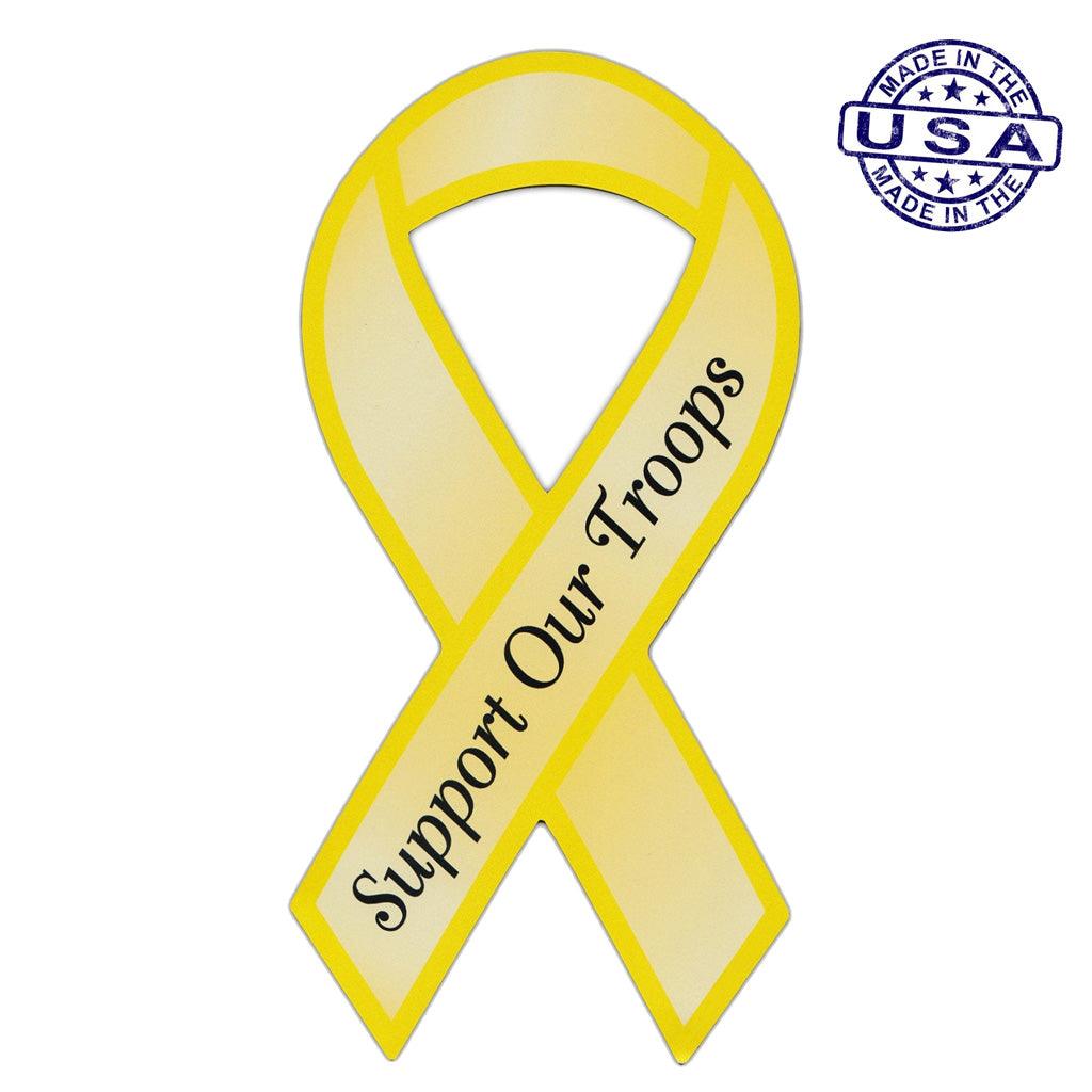 United States Patriotic Support our Troops Yellow Ribbon Magnet (3.88 ...