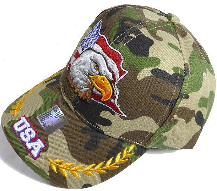 Eagle and Flag Baseball Cap - Camo – Military Republic