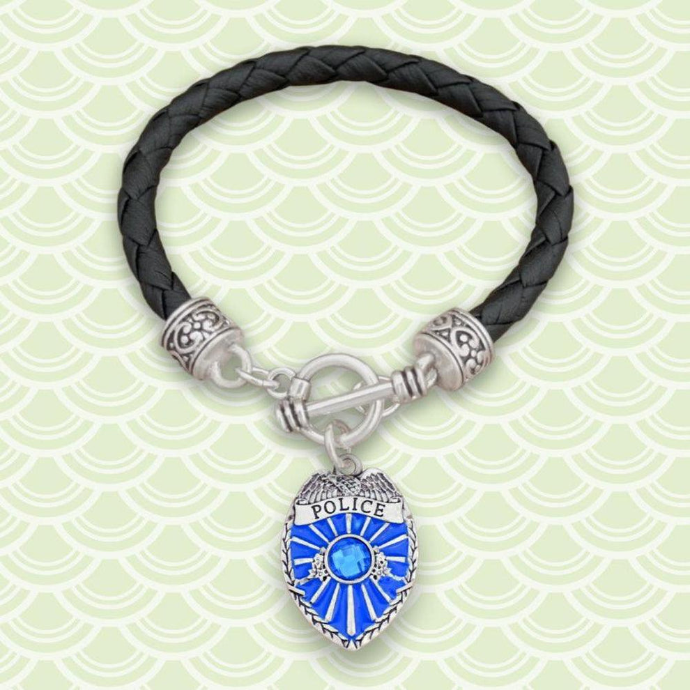 Police Badge Leather Bracelet – Military Republic
