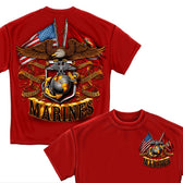Red Marines Double Flag T-Shirt – Military Republic