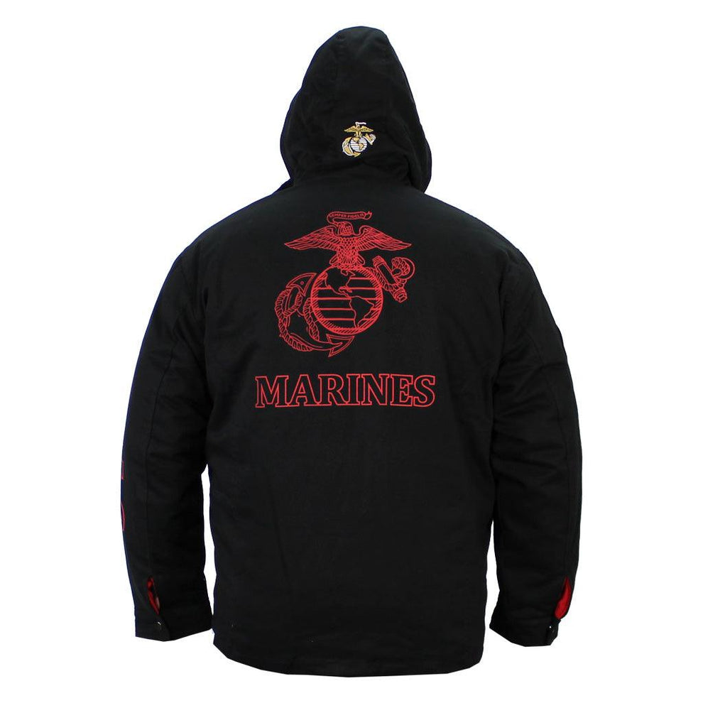 U.S. Marine Corps Hooded Black & Red Canvas Jacket – Military Republic